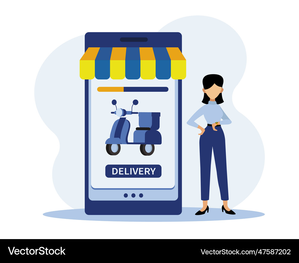 Internet shop courier delivering order to customer