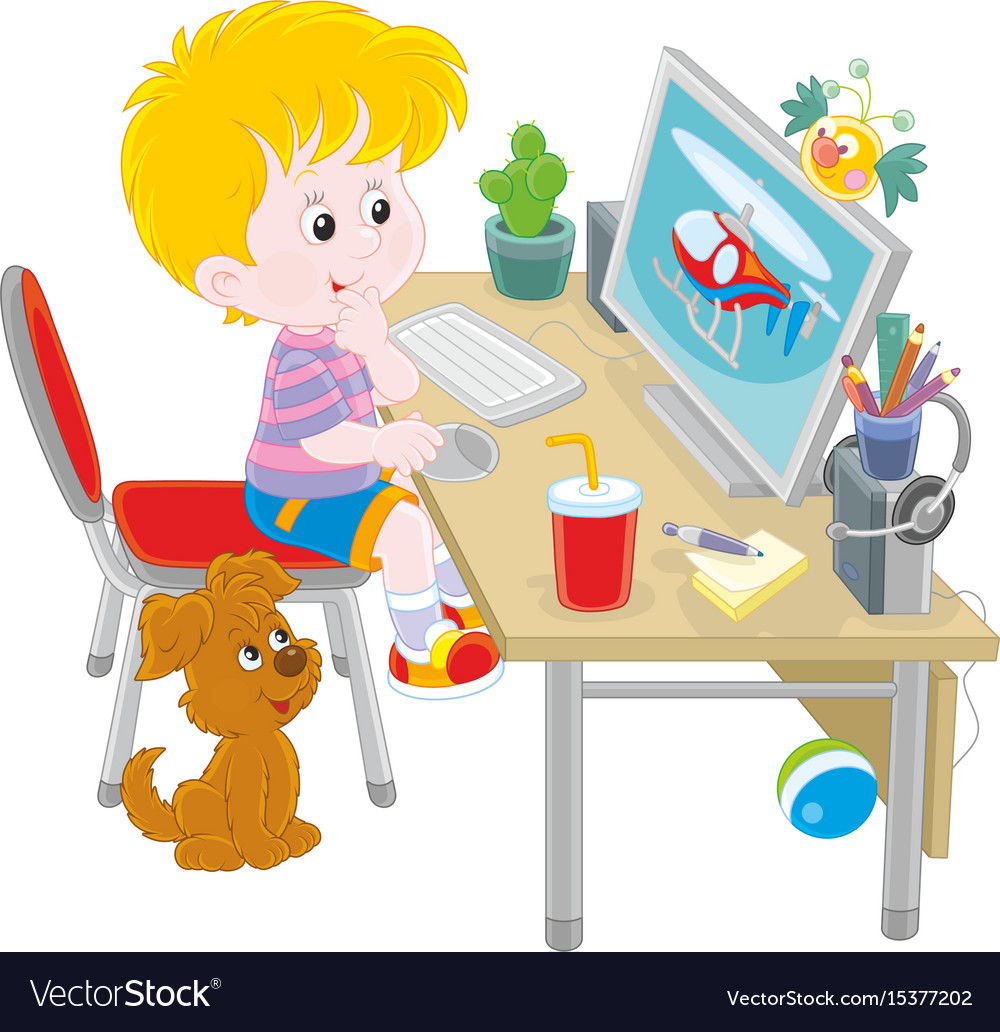 Little computer gamer Royalty Free Vector Image