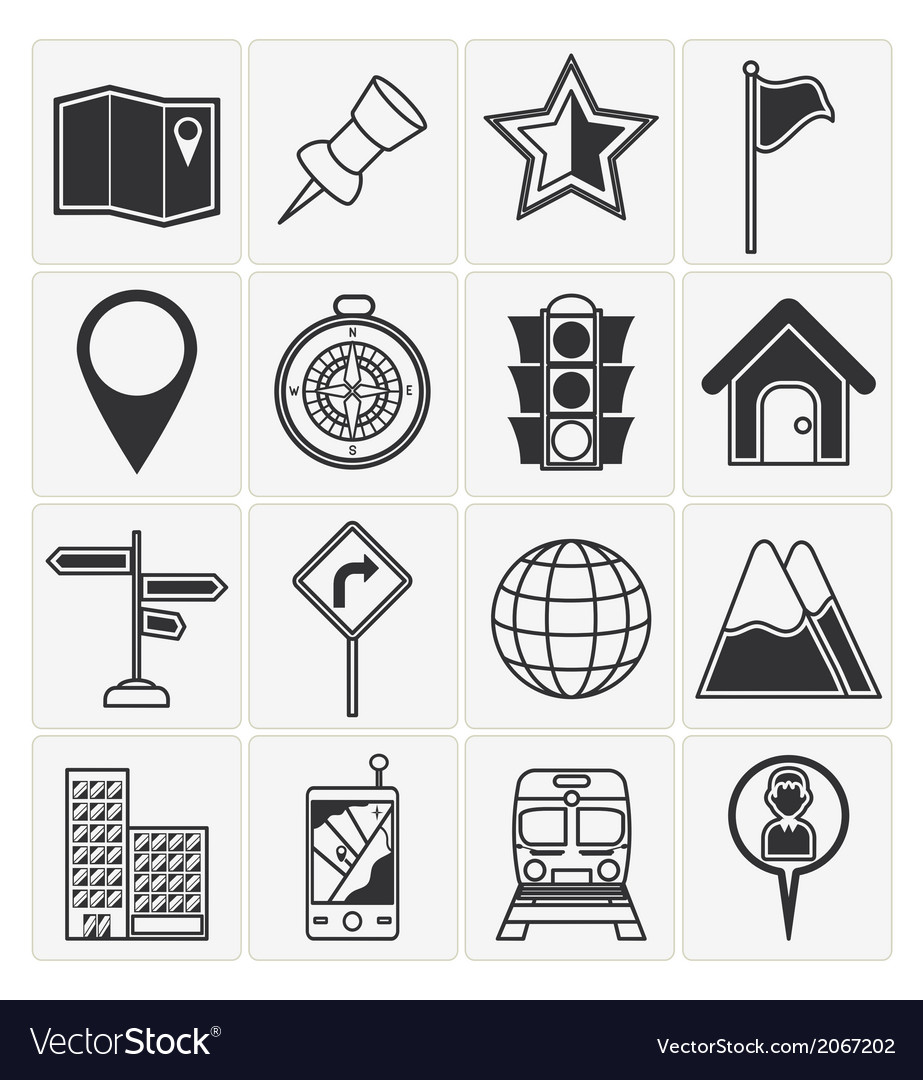 Map icons Royalty Free Vector Image - VectorStock