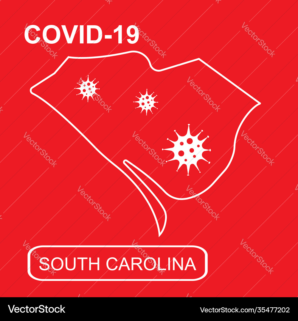 Map south carolina state labeled covid-19 Vector Image