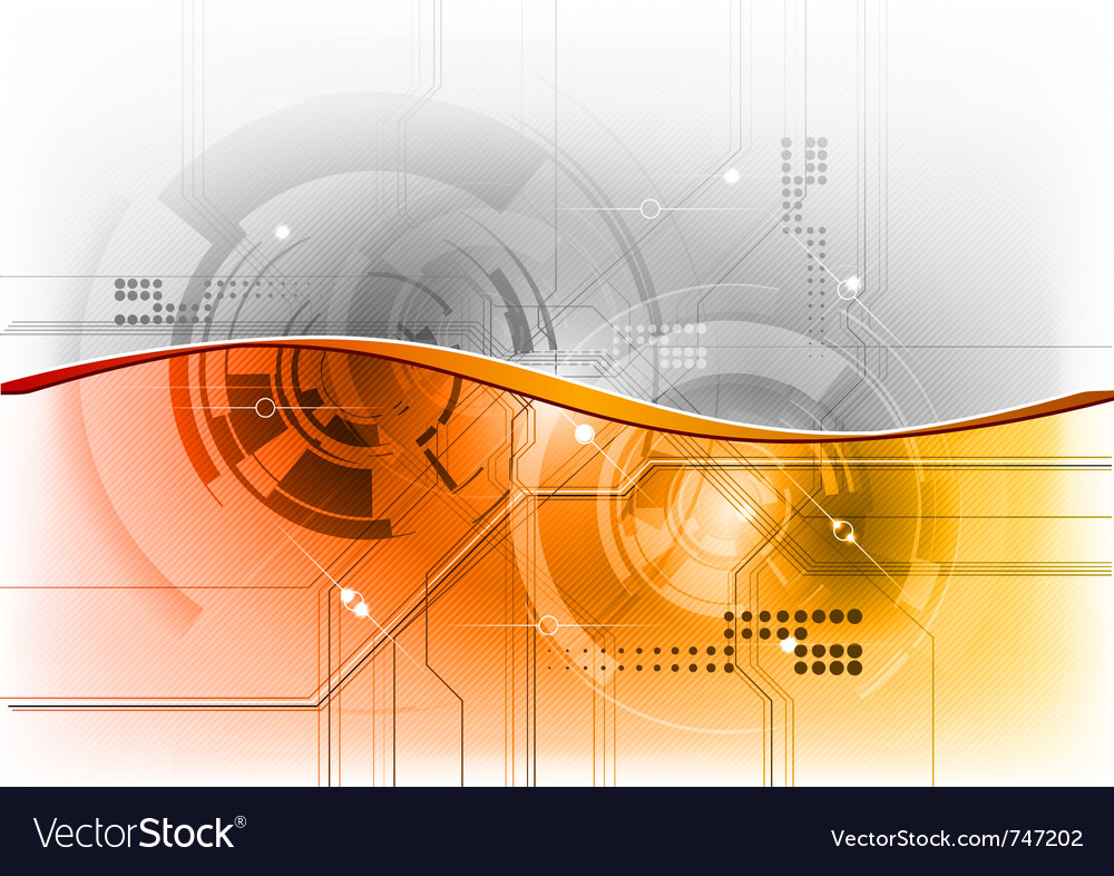 Orange wave on tech background Royalty Free Vector Image