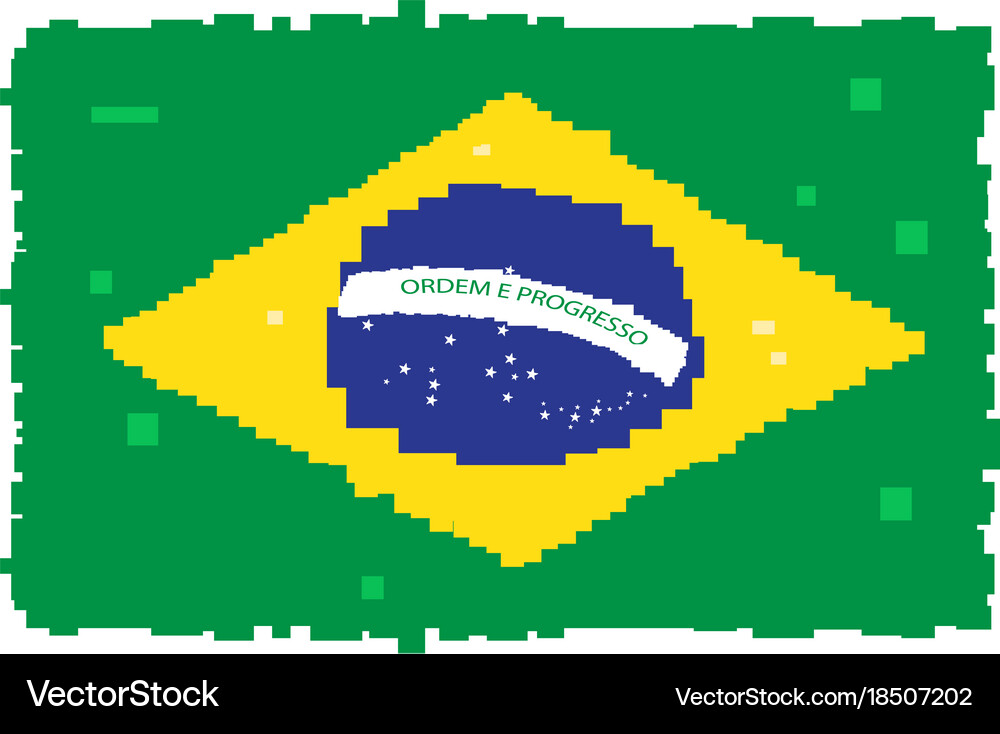 Pixelated flag of brazil Royalty Free Vector Image