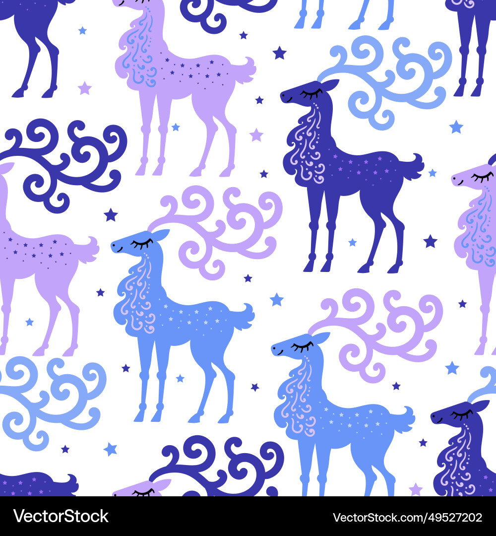 Seamless pattern with blue deer on a white Vector Image