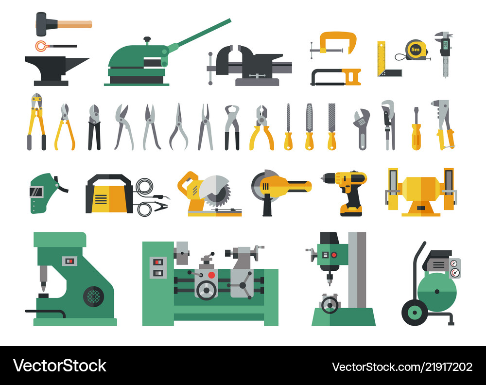 Set of master tools for metal big flat icon Vector Image