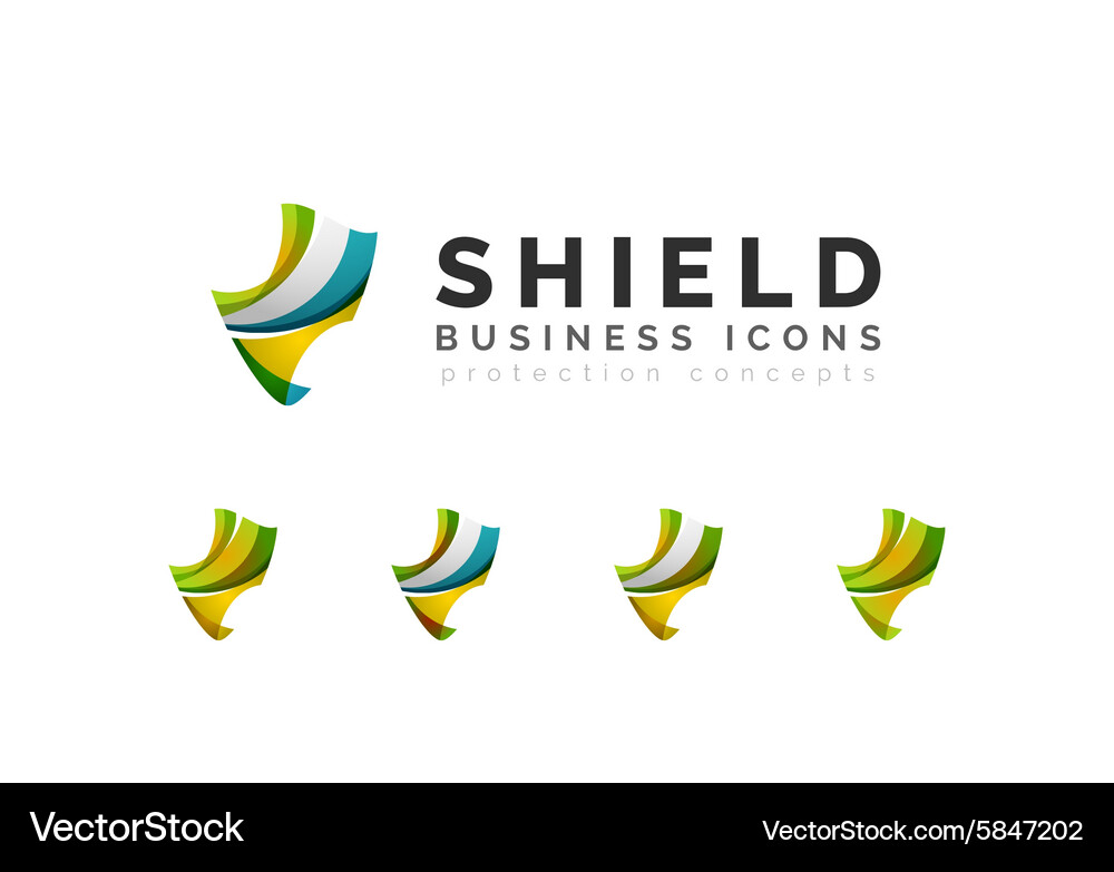 Set of protection shield logo concepts Royalty Free Vector