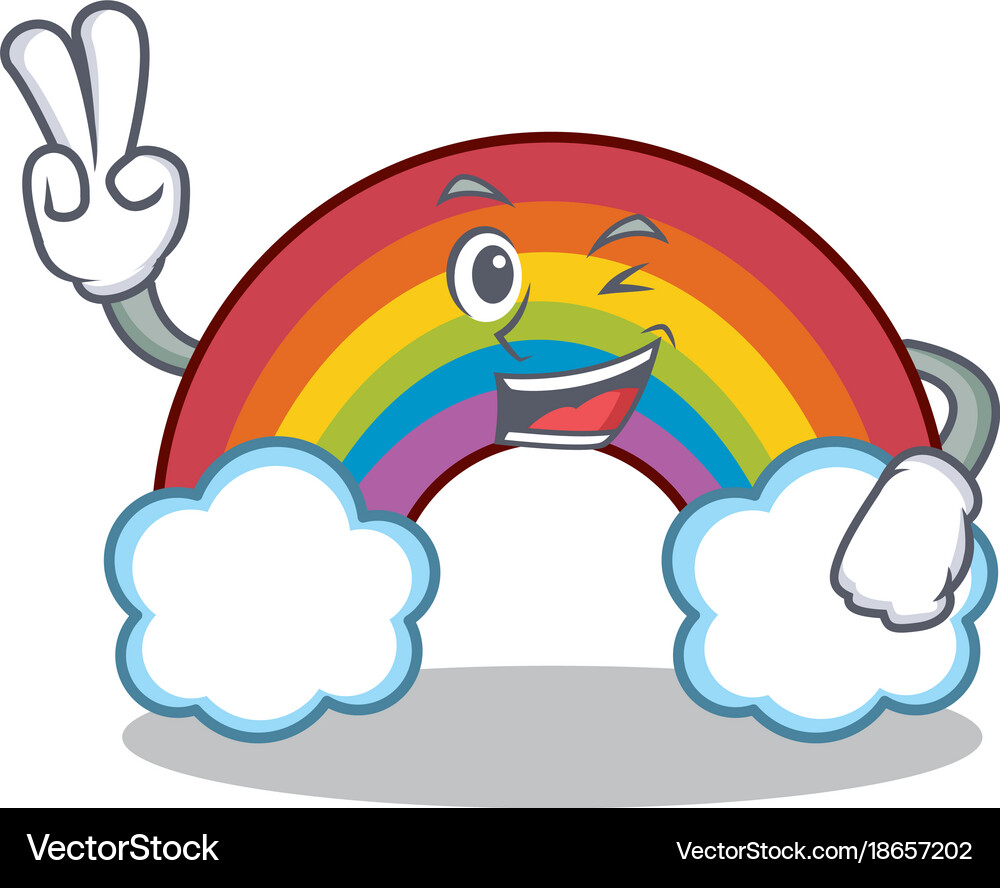 Two finger colorful rainbow character cartoon Vector Image