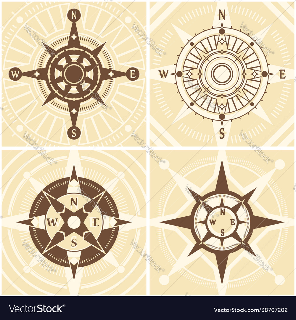 Vintage compass set Royalty Free Vector Image - VectorStock