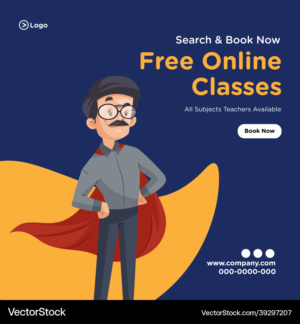 Banner design of free online classes Royalty Free Vector
