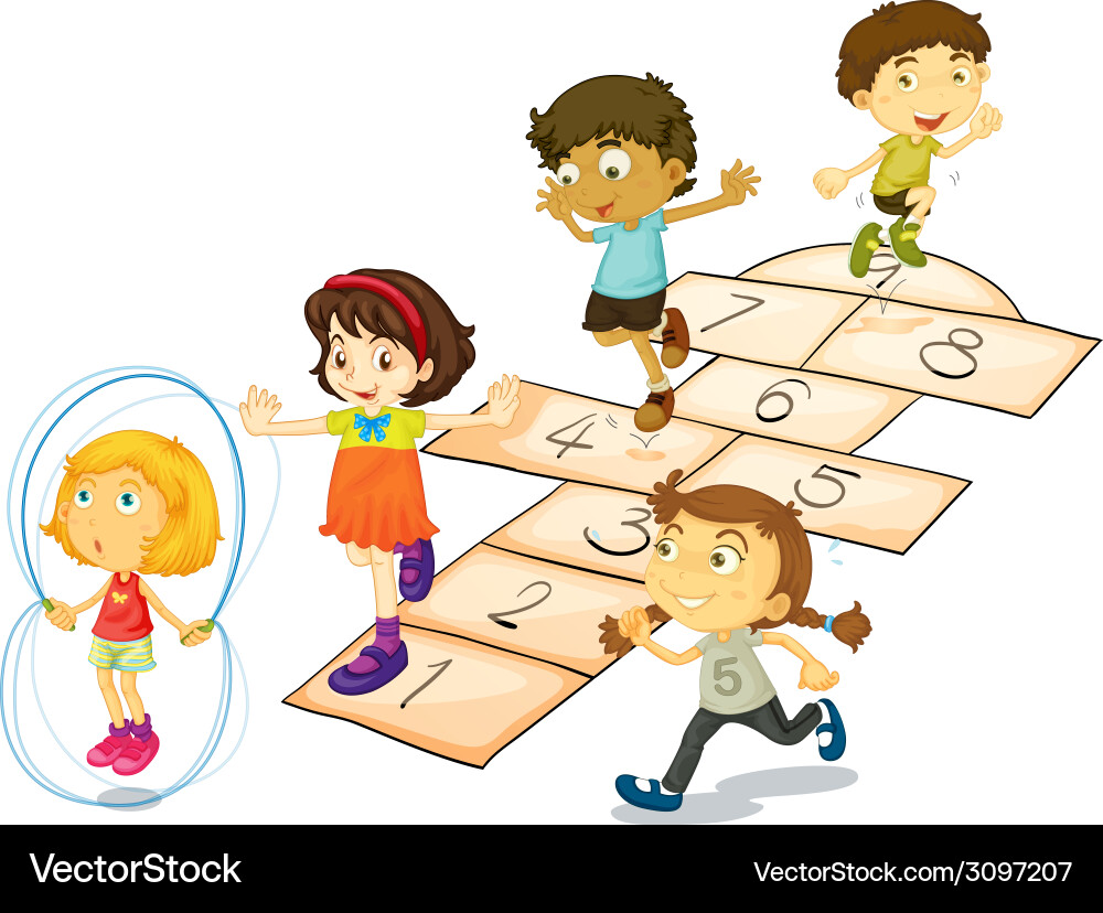 Children and hopscotch Royalty Free Vector Image
