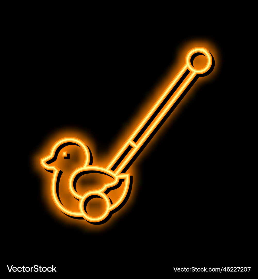 Duck stick push toy neon glow icon Royalty Free Vector Image