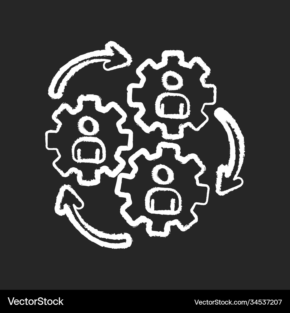 Human synergy chalk white icon on black background