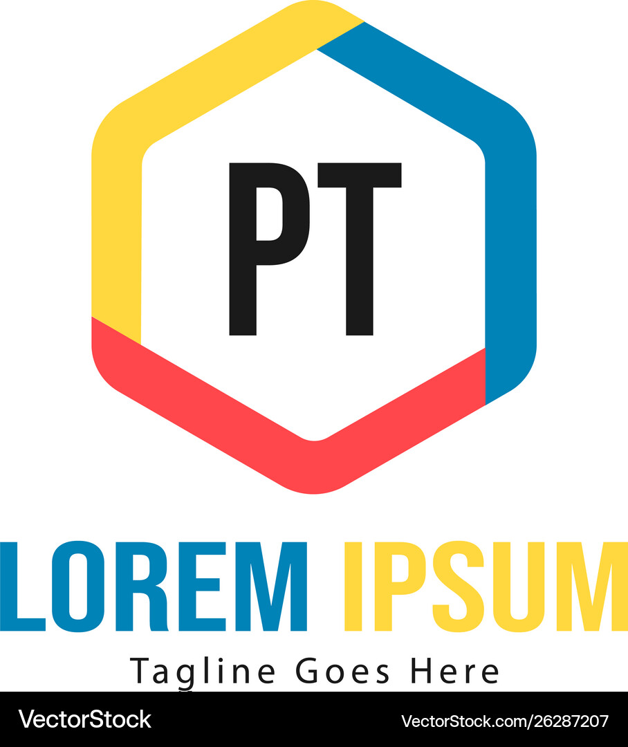 Initial pt logo template with modern frame Vector Image