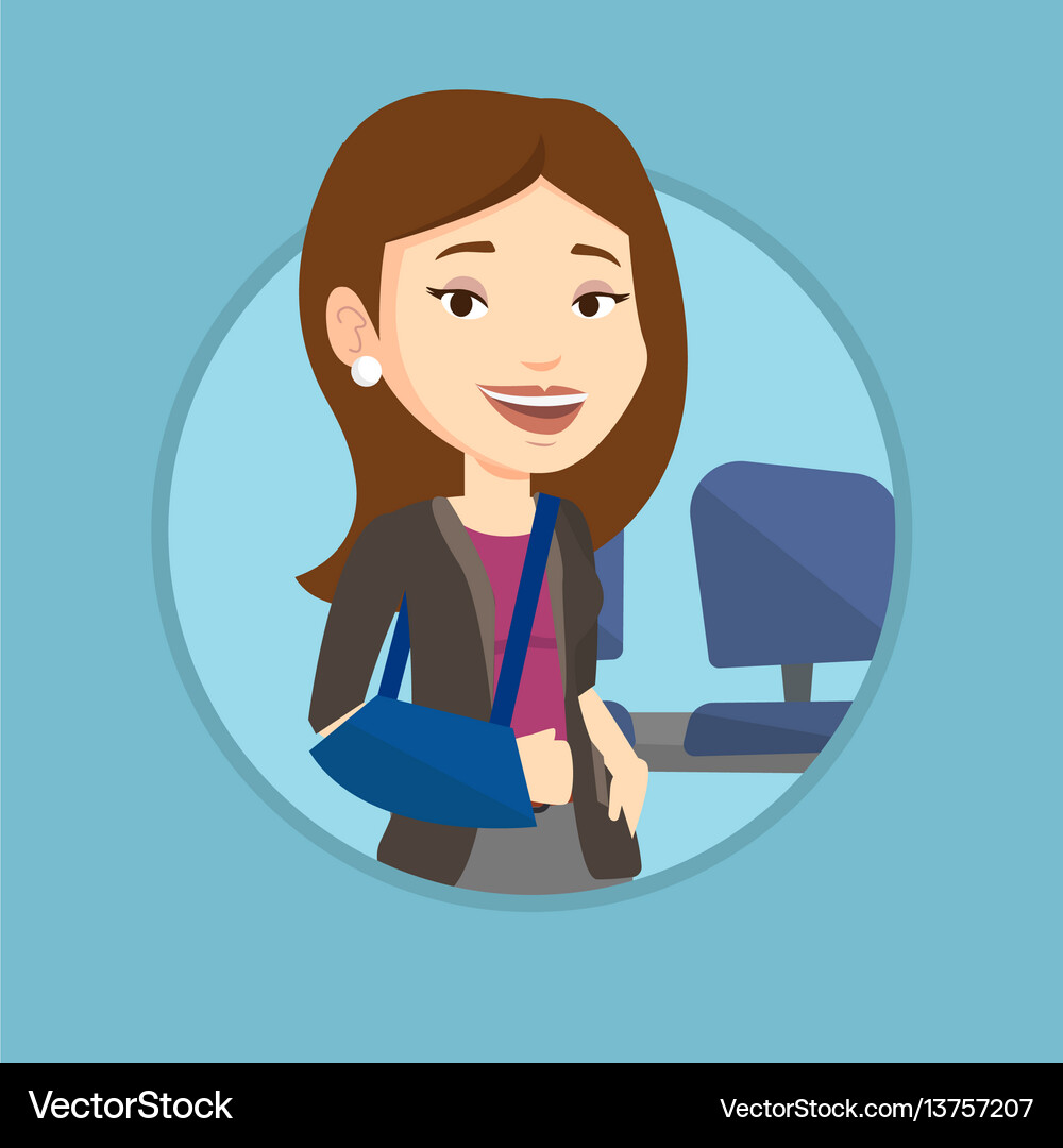 Injured woman with broken arm Royalty Free Vector Image