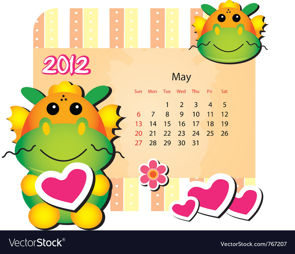 May animal calendar Royalty Free Vector Image - VectorStock