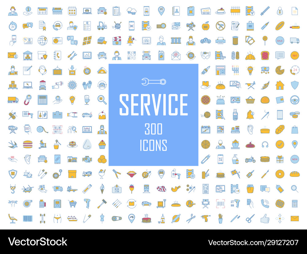 Service color icons big set car technical Vector Image