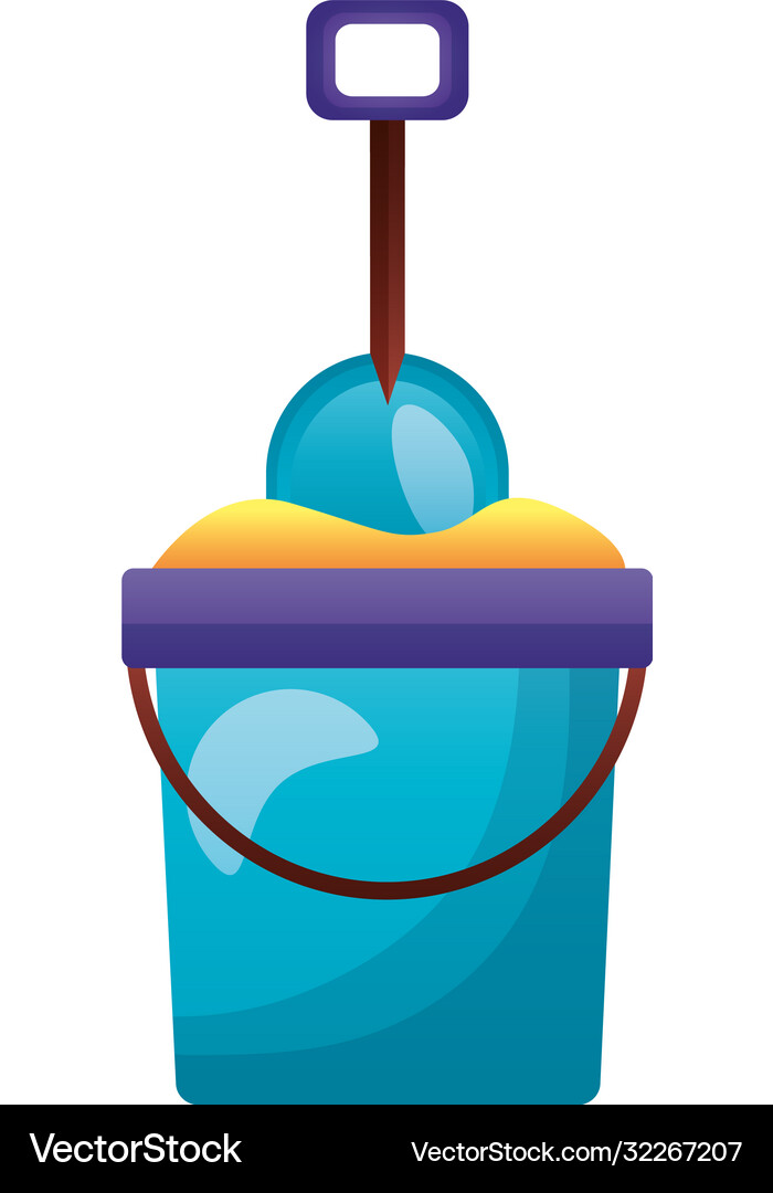 Summer sand bucket with shovel design Royalty Free Vector