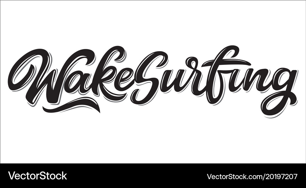 Wake surfing lettering logo in graffiti style Vector Image