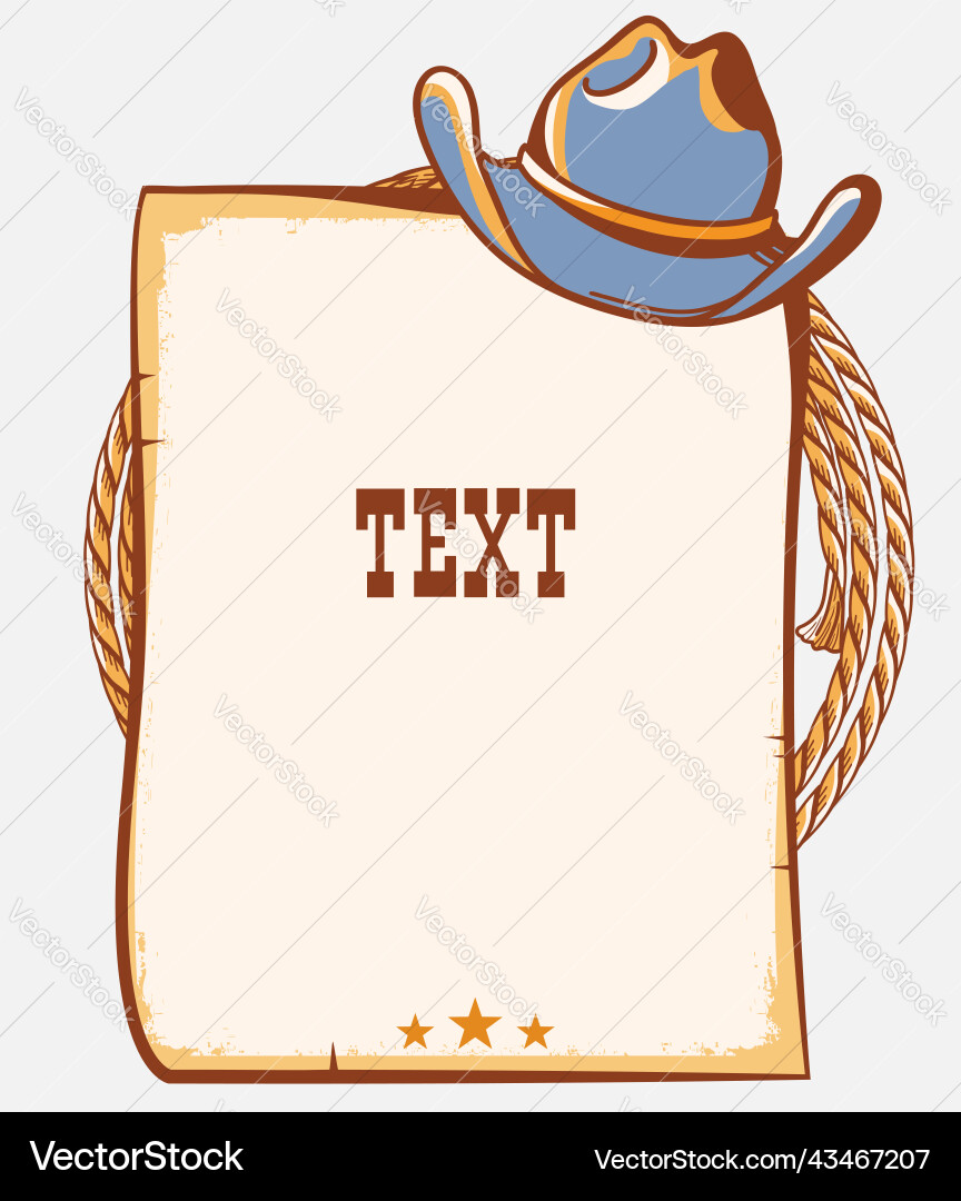 Wild west cowboy paper background for text Vector Image