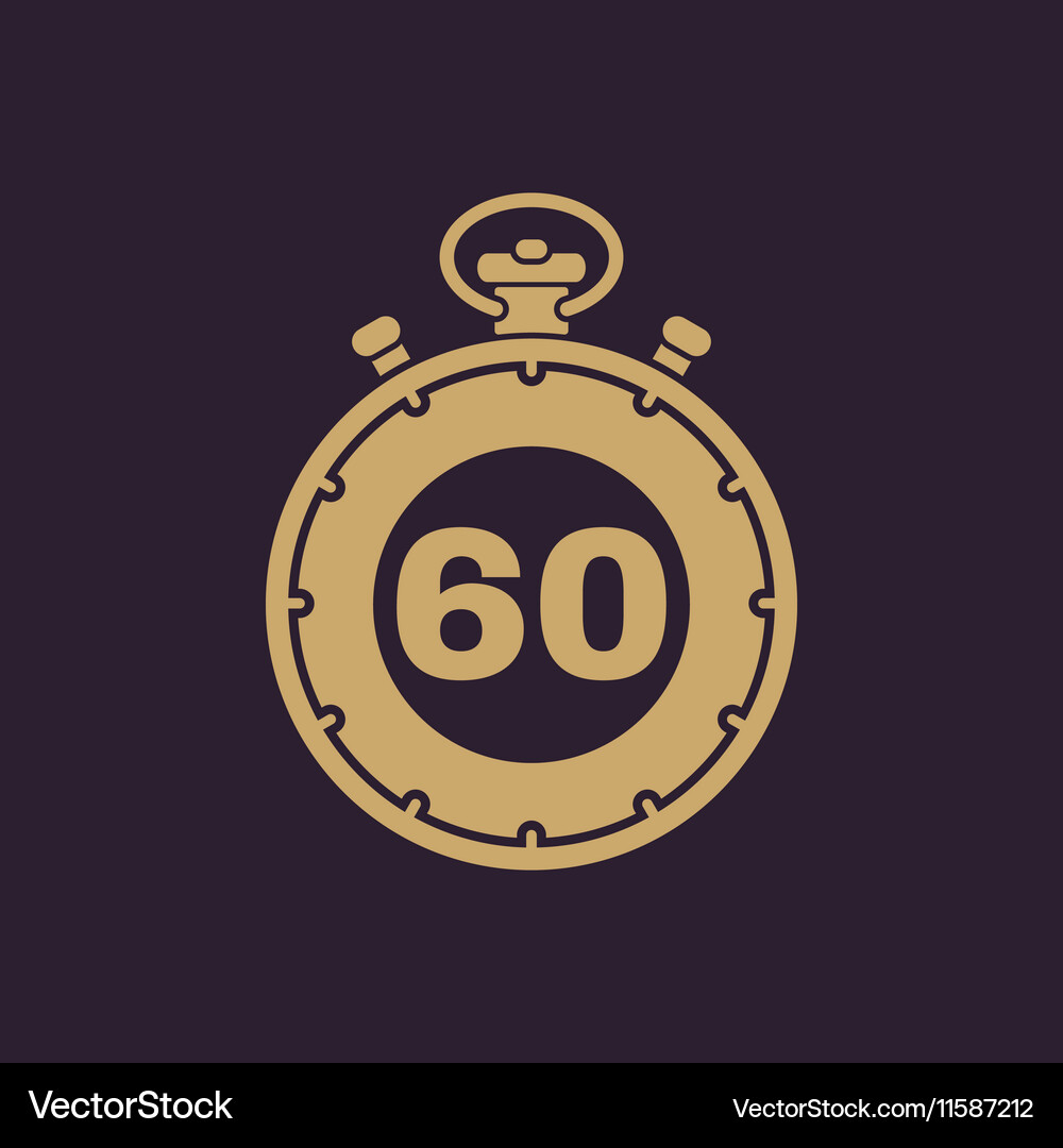 60 seconds minutes stopwatch icon clock Royalty Free Vector