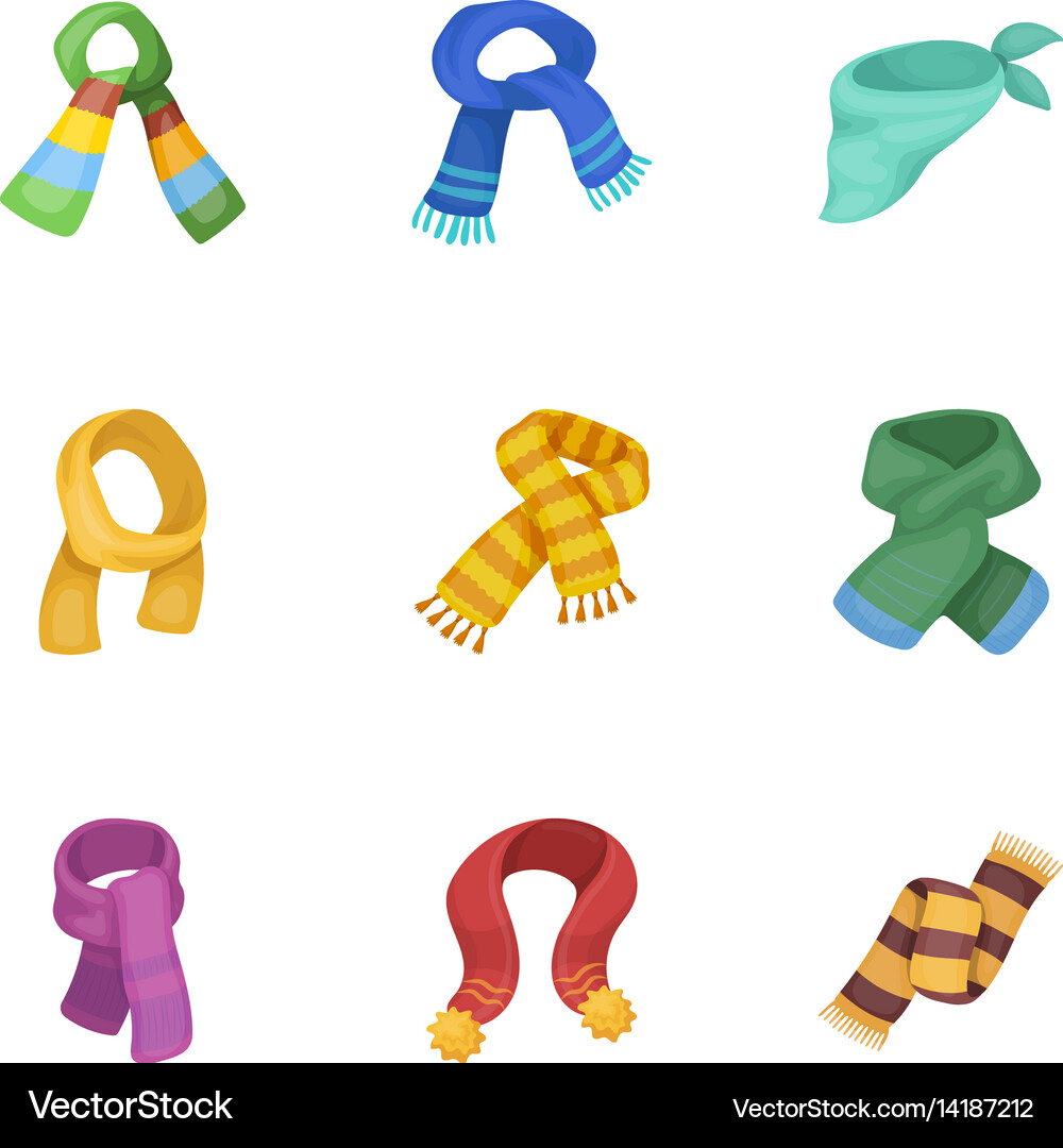 Beautiful woolen silk-colored warm scarves Vector Image