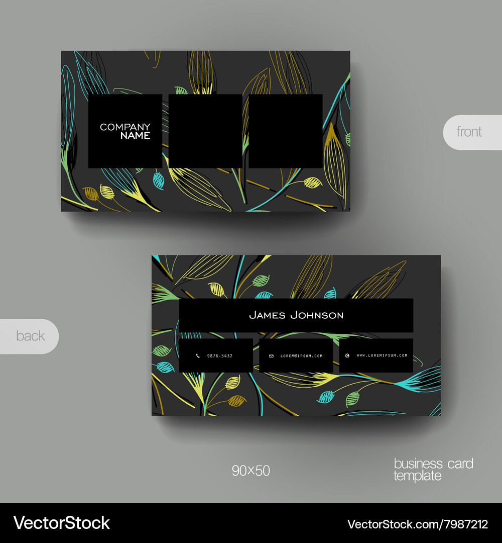 Business card template with autumn leaf Royalty Free Vector