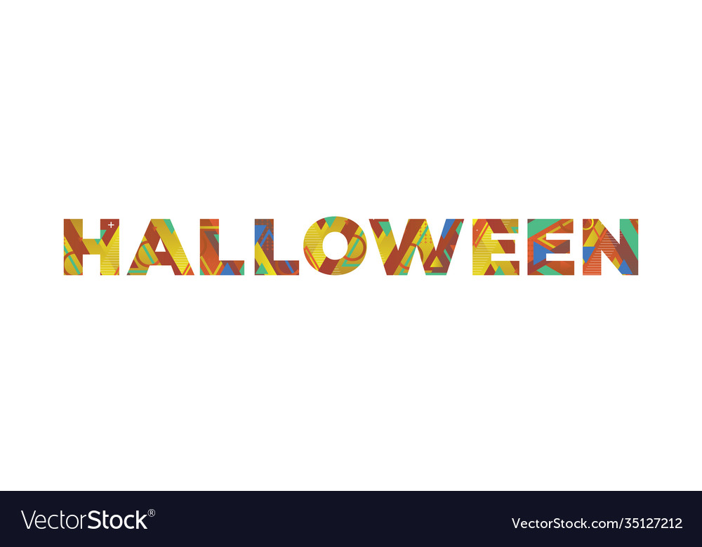 Halloween concept retro colorful word art Vector Image