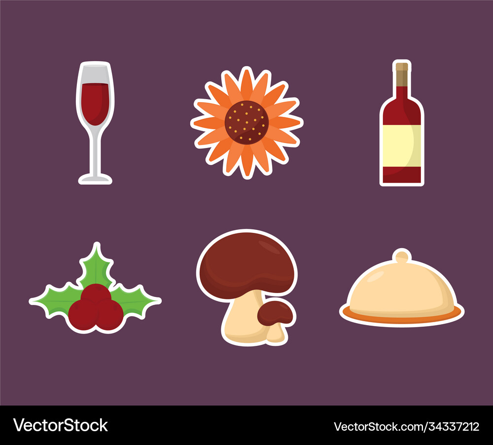 Happy thanksgiving day icon collection Royalty Free Vector