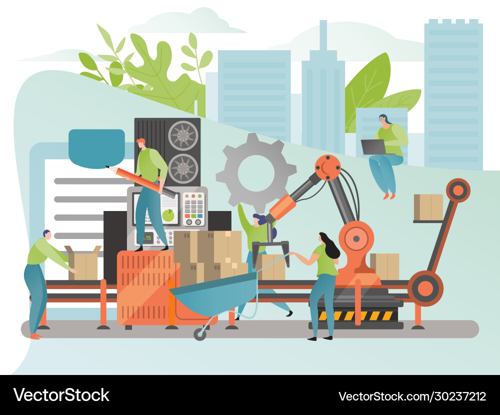 Industrial factory production process concept Vector Image