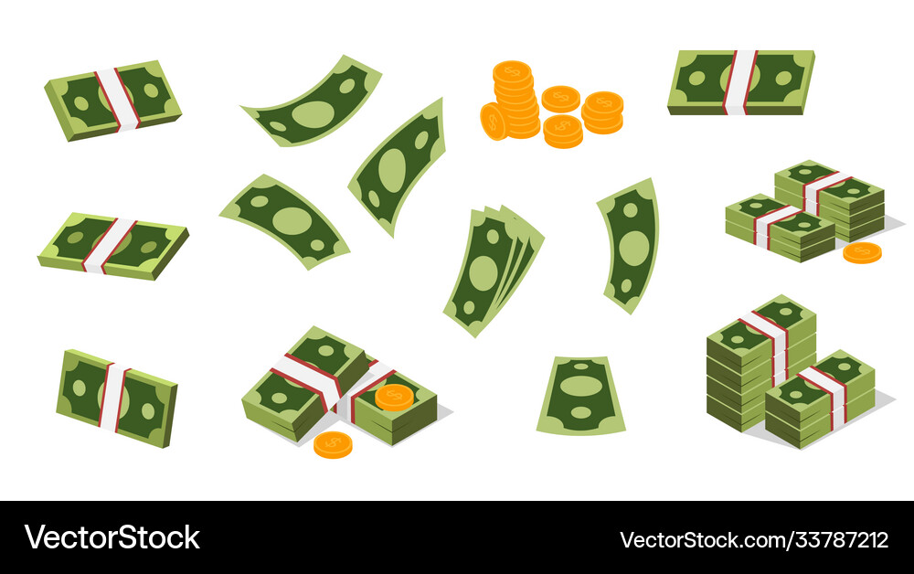 Large set dollar icons for financial concepts Vector Image