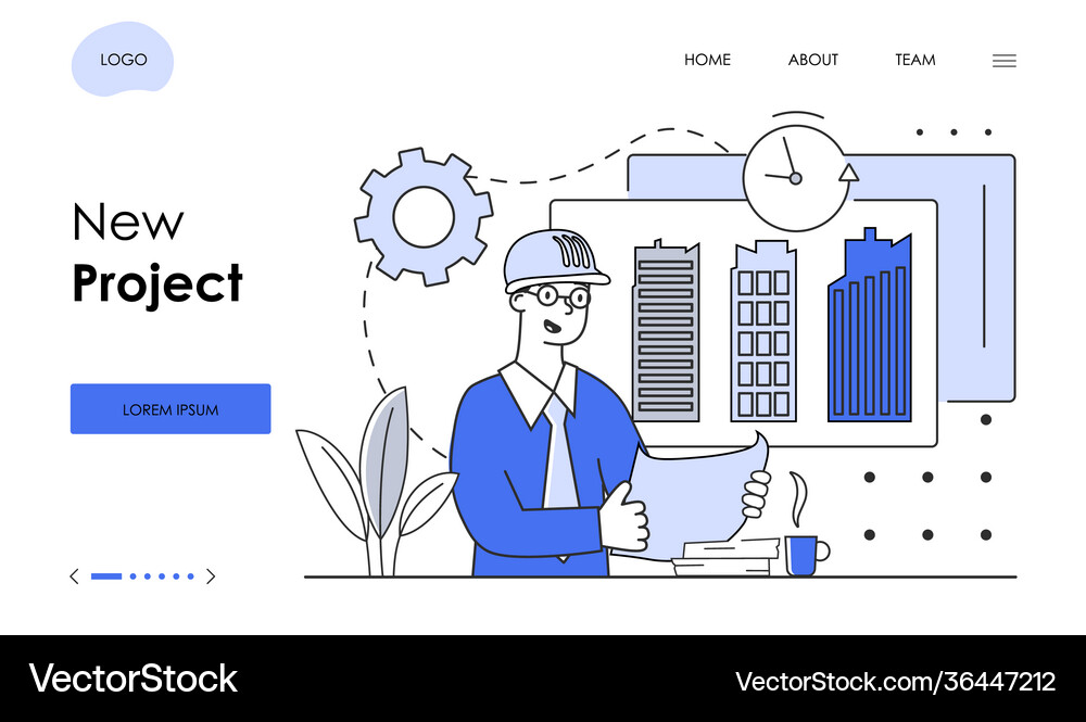 Male architect holding drawing new project Vector Image