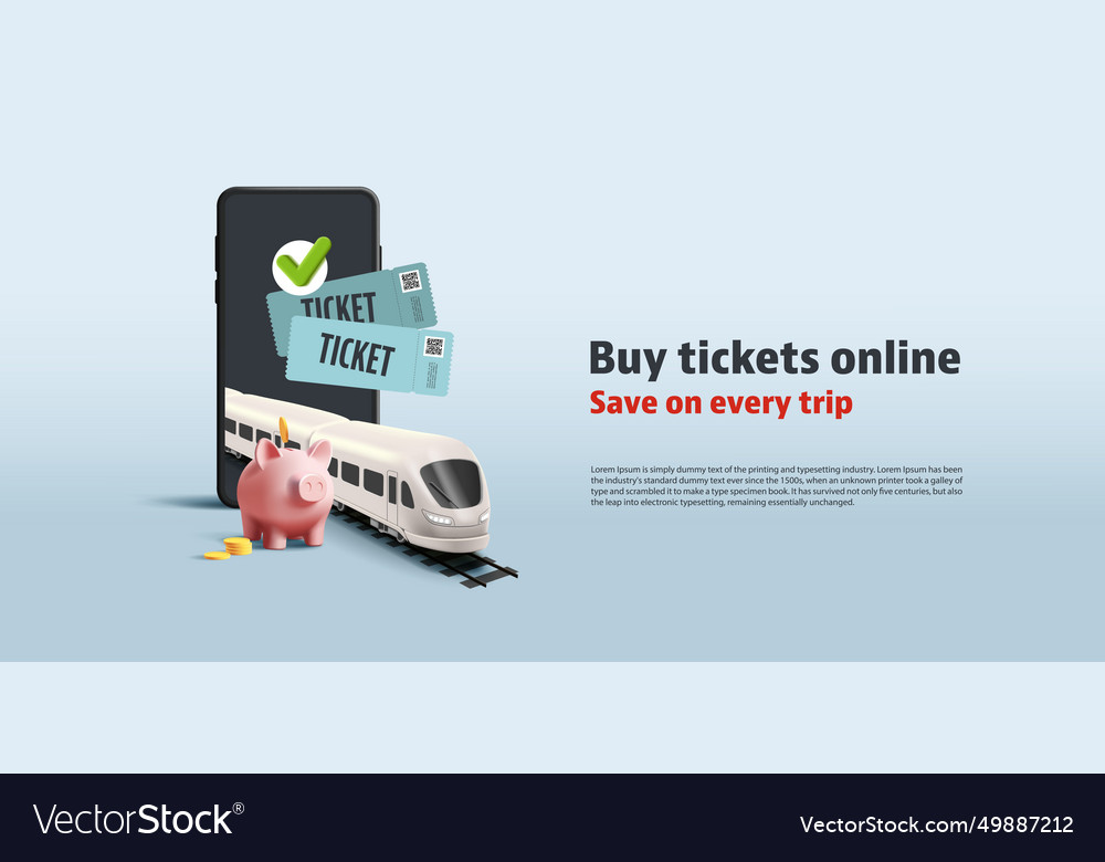 Online public transport tickets composition Vector Image