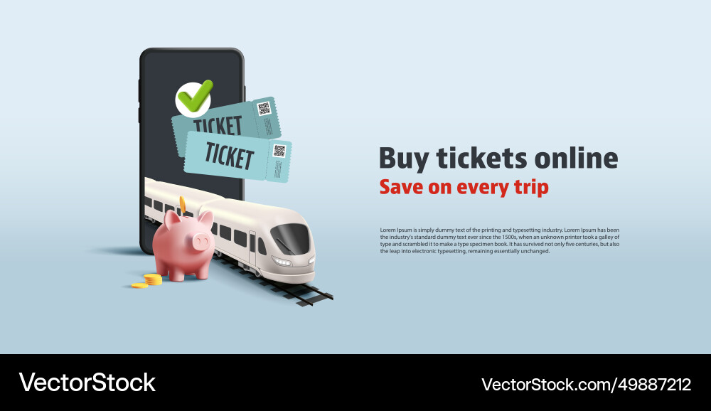 Online public transport tickets composition with Vector Image