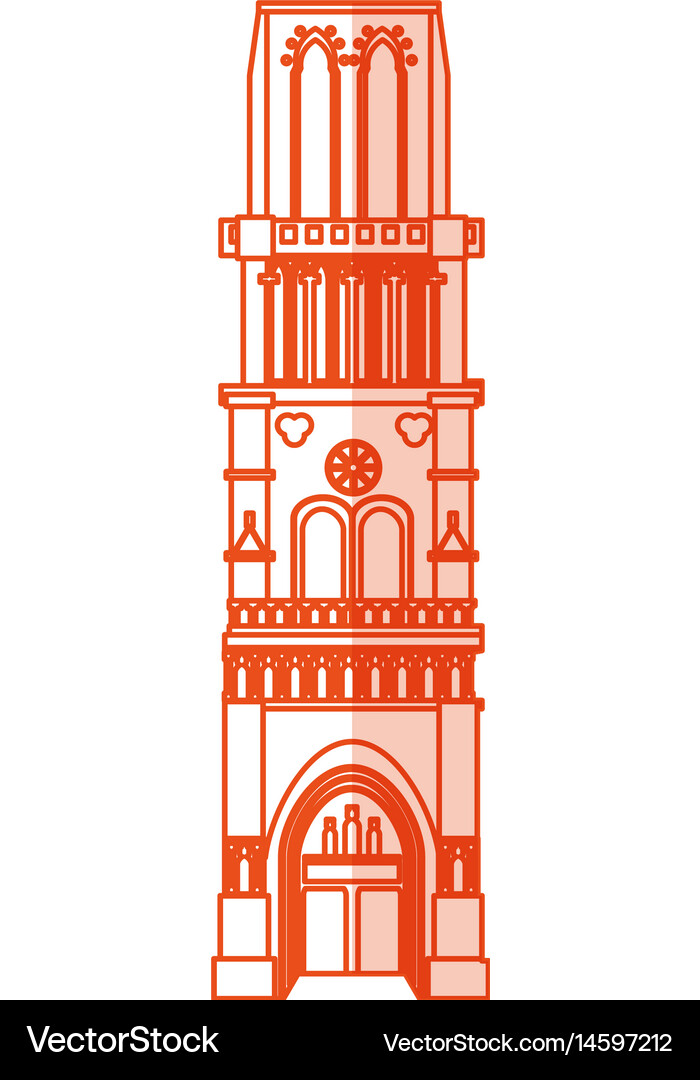 Orange silhouette shading cartoon building Vector Image