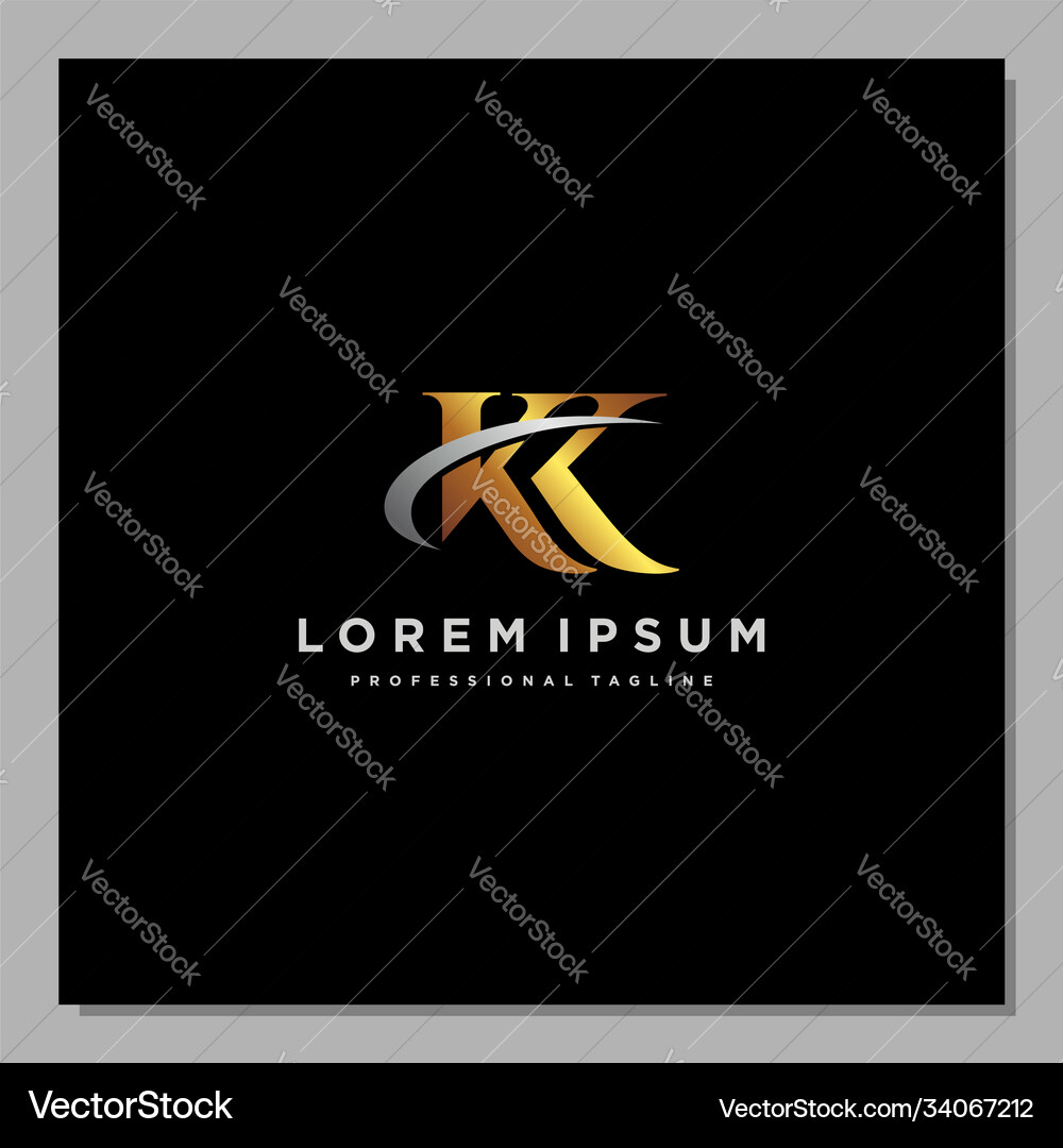 Premium letter kk monogram swoosh with two Vector Image