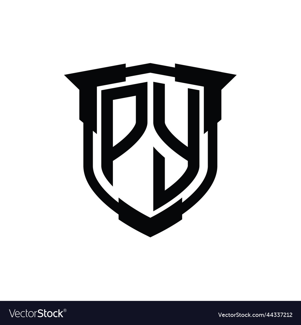 Py logo monogram letter with shield shape design Vector Image Py logo monogram letter with shield shape design Vector Image