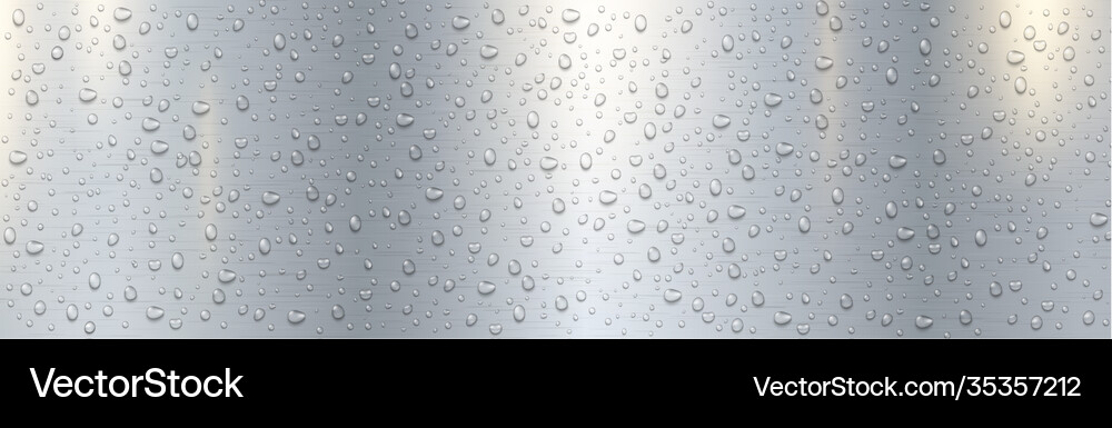 Realistic drops water on a silver metal Royalty Free Vector