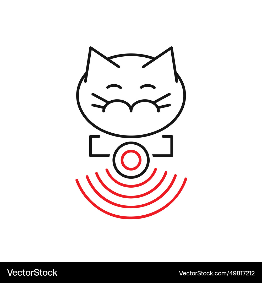 Smart pet collar icon cat tech gadgets sign Vector Image