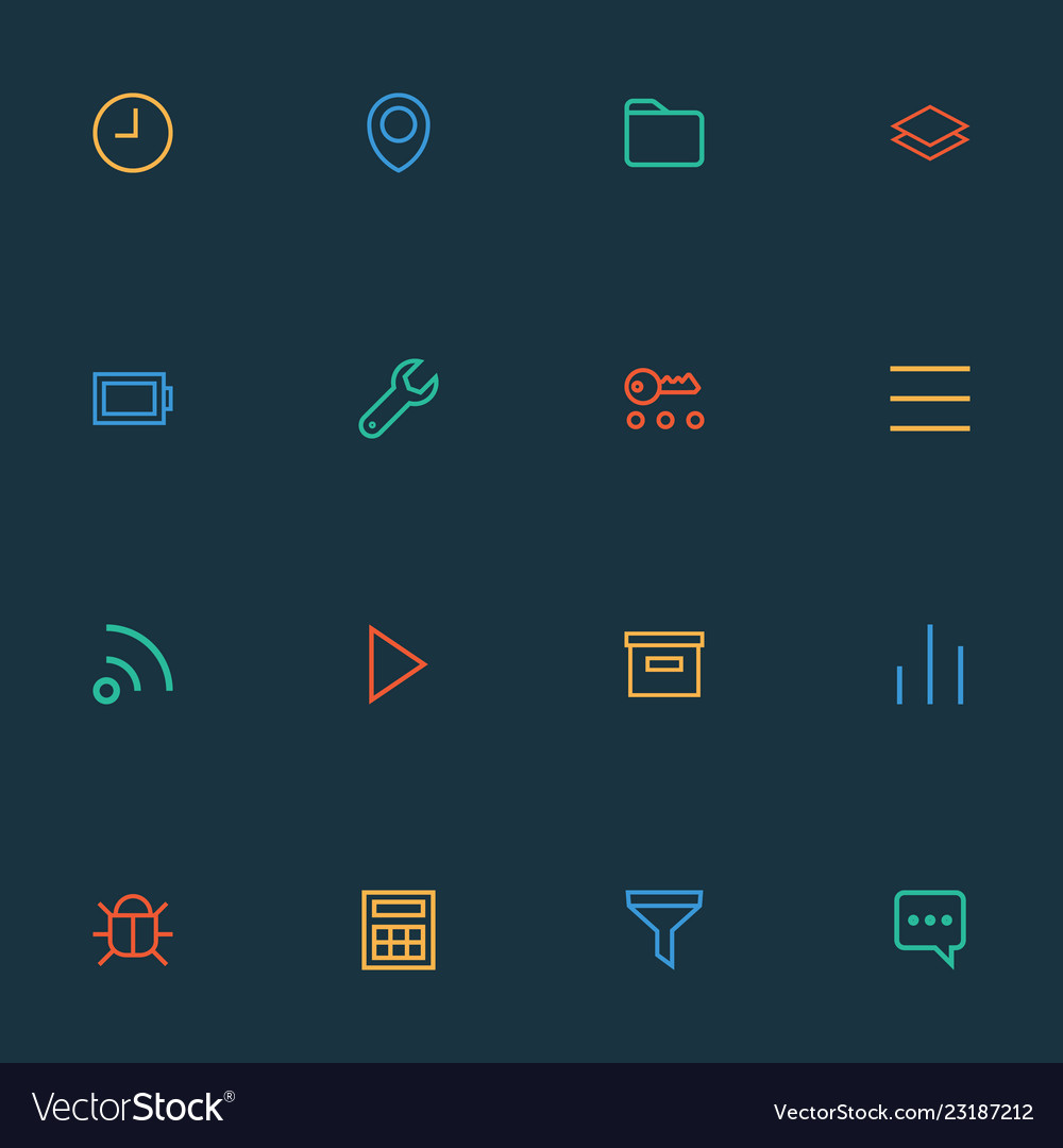 User icons line style set with column virus Vector Image