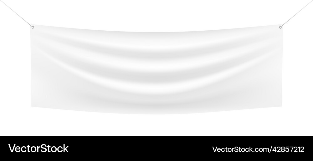 White fabric banner flag hanging on ropes Vector Image