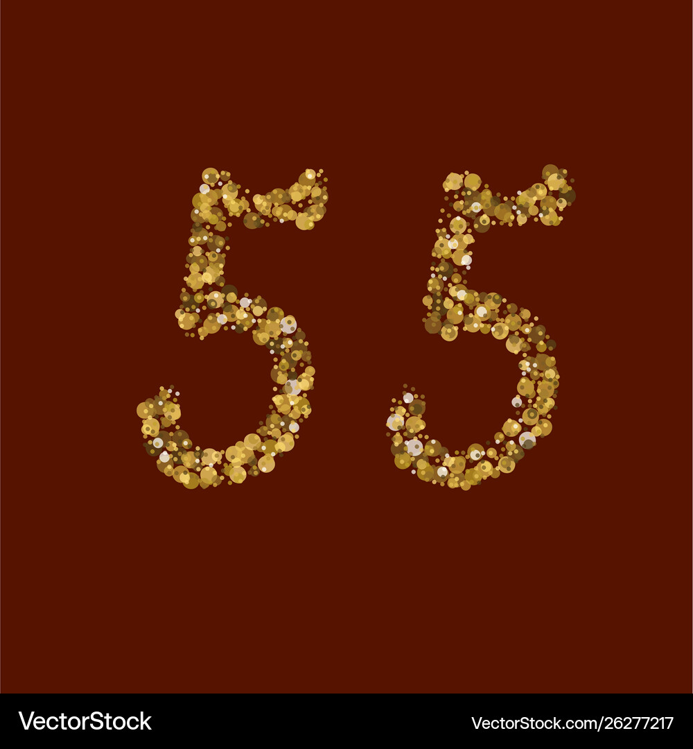 55 golden glitter number Royalty Free Vector Image