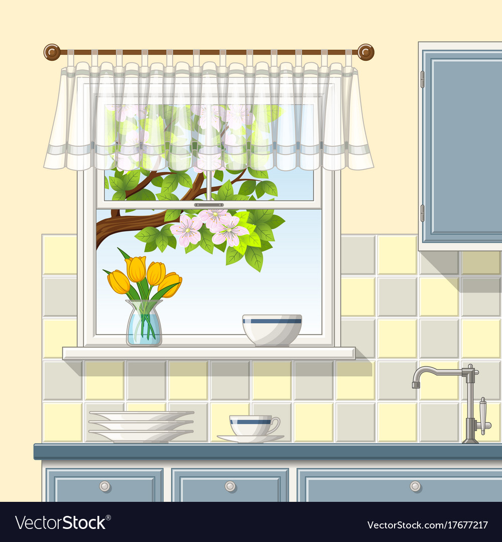 A kitchen window Royalty Free Vector Image - VectorStock