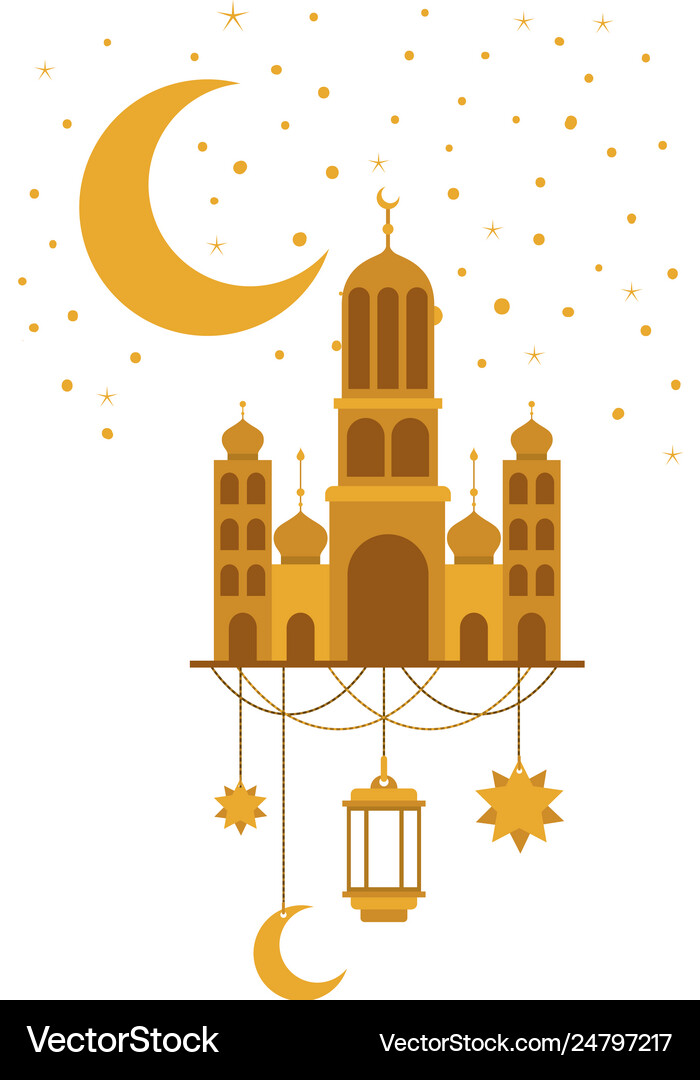 Arabic castle with moon and decoration hanging Vector Image