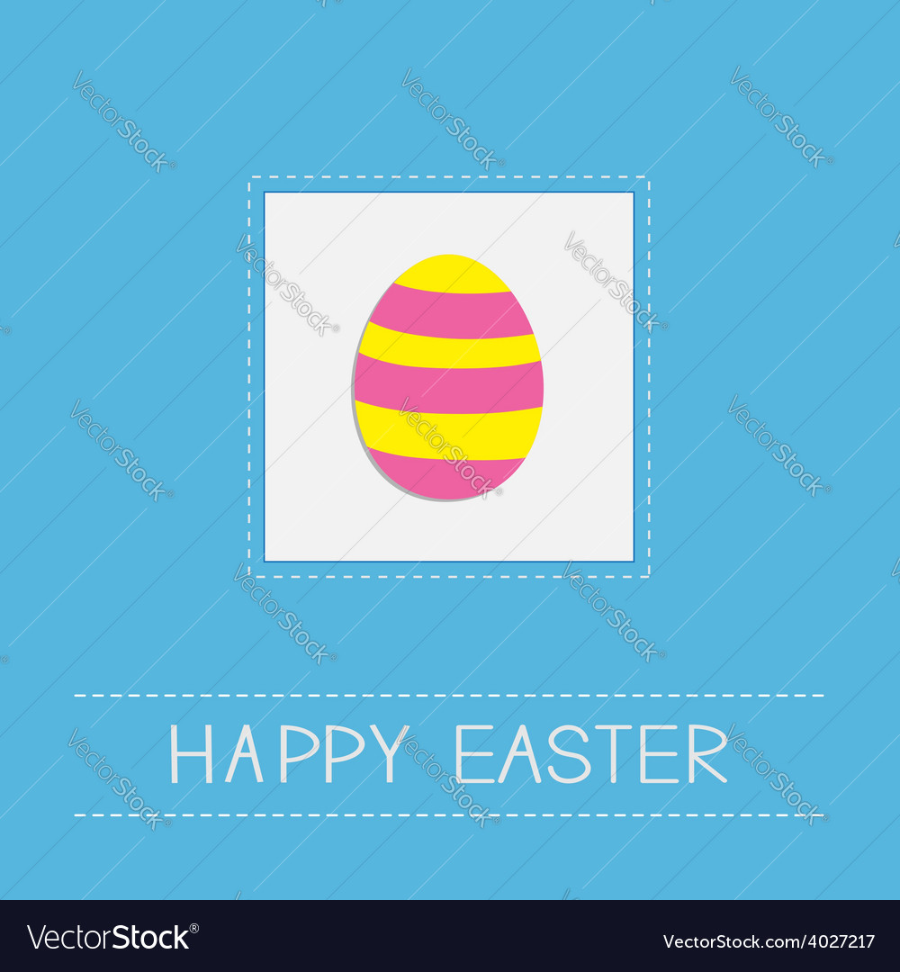 Colored easter egg dash line frame card flat Vector Image