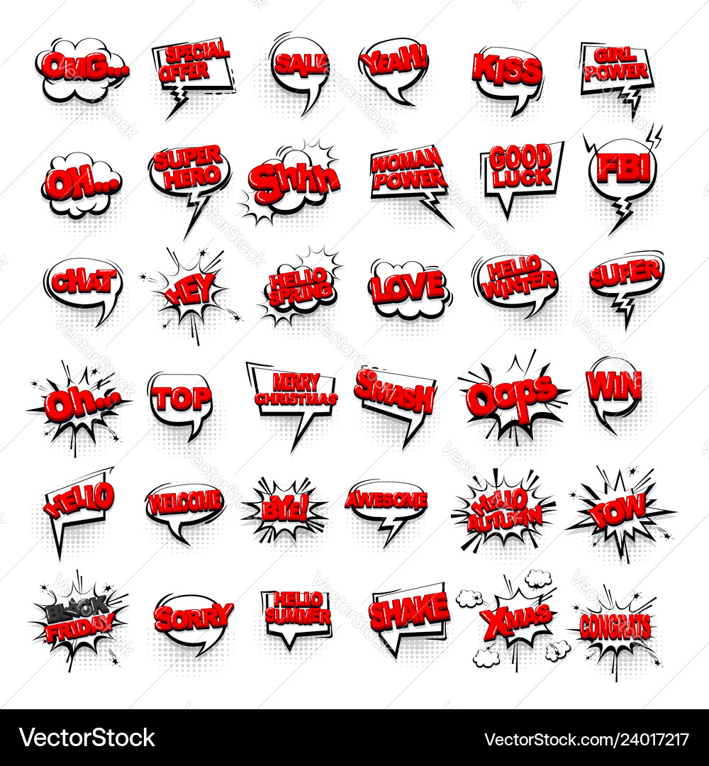 Comic text collection sound effects pop art style Vector Image