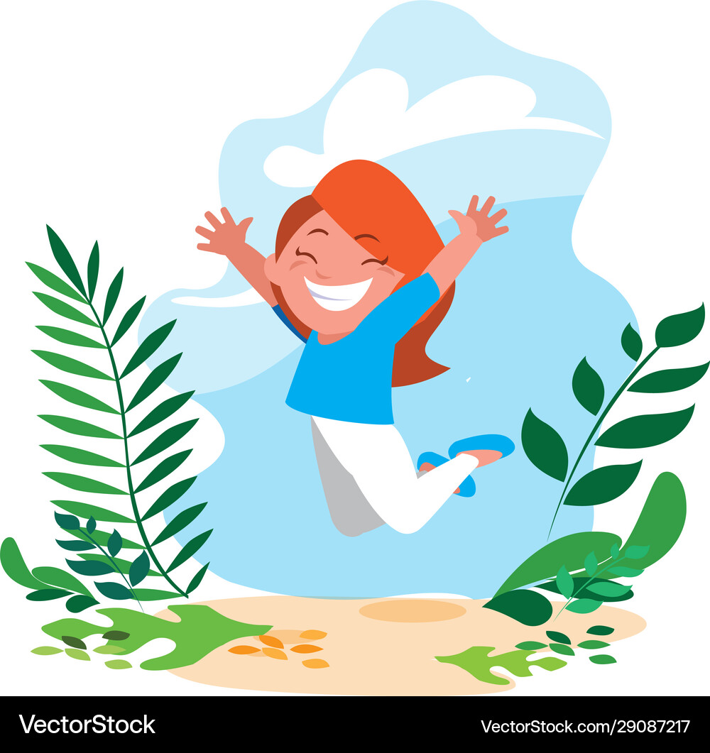 Cute girl smiling and playing outdoors Royalty Free Vector