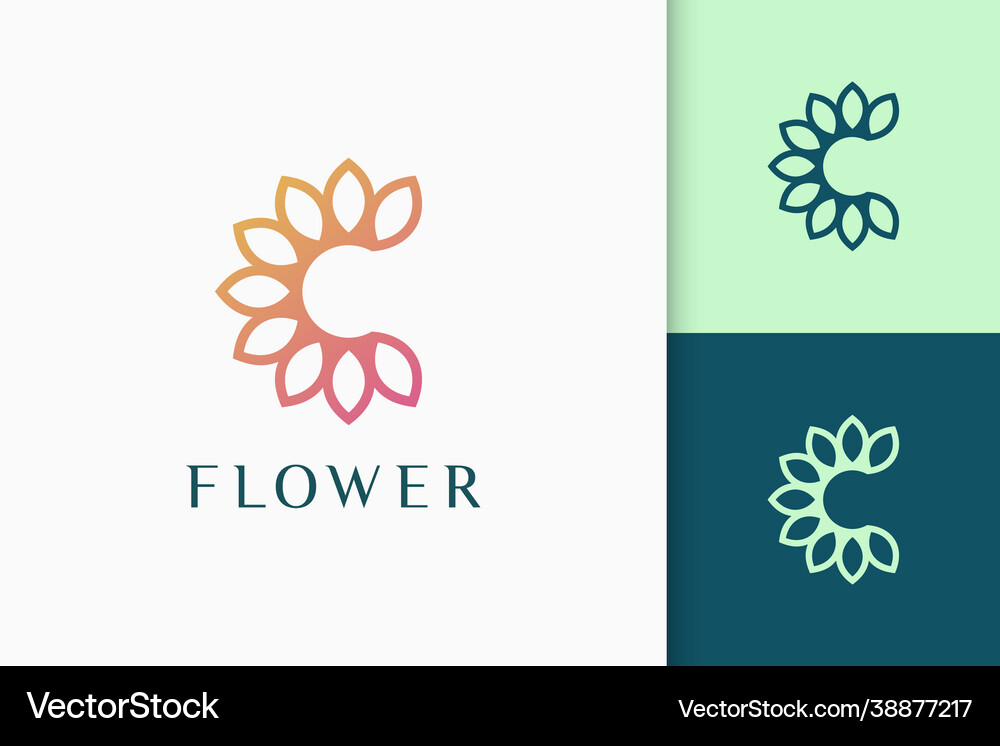 Flower or nature logo in initials letter c Vector Image