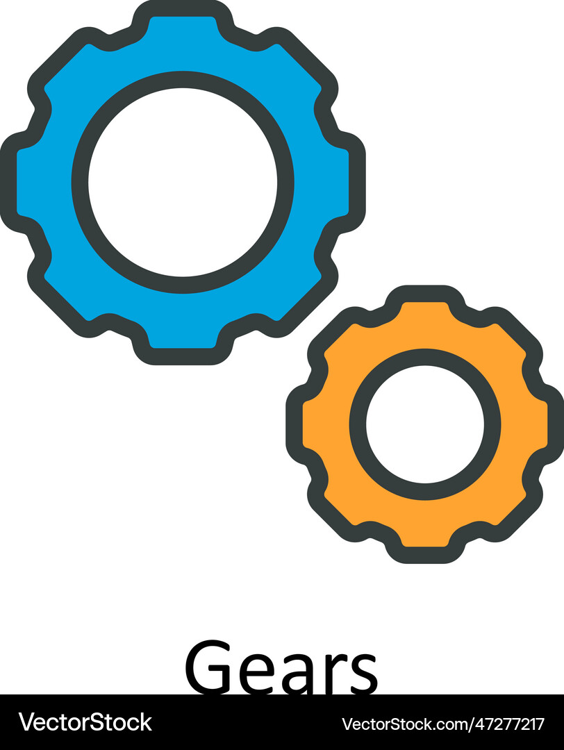 Gears fill outline icon design Royalty Free Vector Image