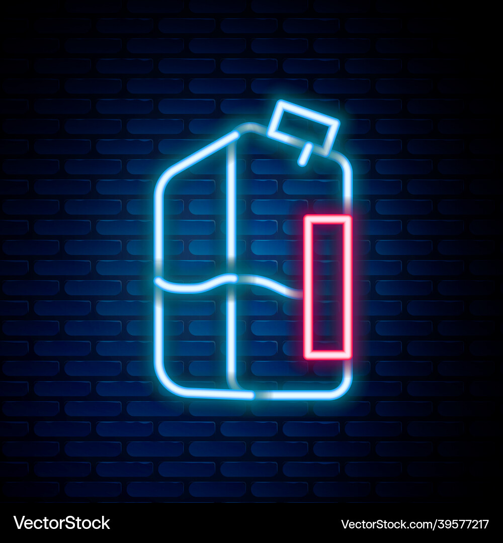 Glowing neon line printer ink bottle icon isolated