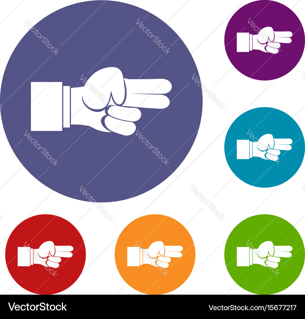 Hand showing two fingers icons set Royalty Free Vector Image