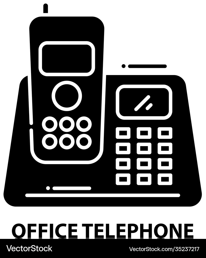 Office telephone icon black sign Royalty Free Vector Image
